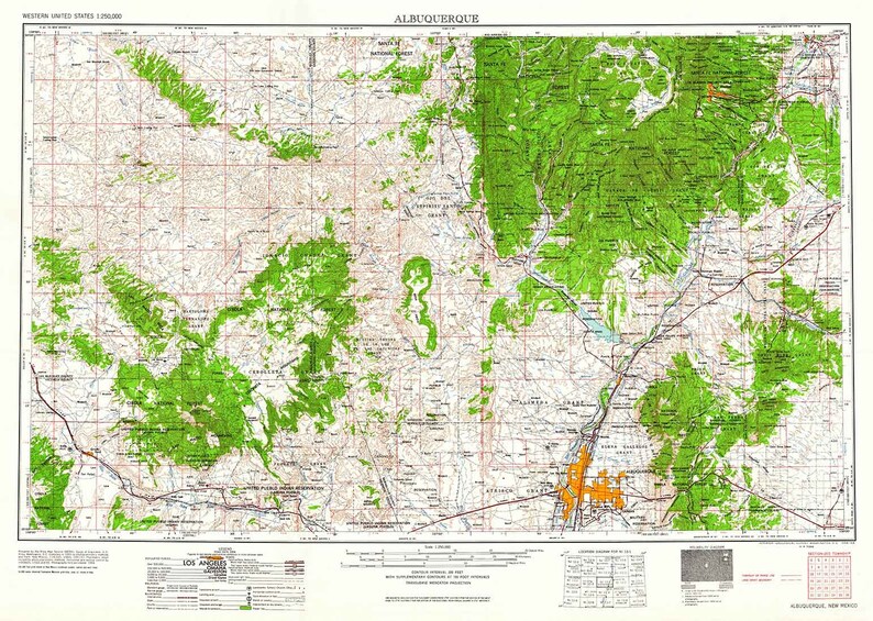 1958 Topo Map of Albuquerque New Mexico Santa Fe National Forest - Etsy