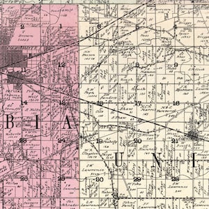 1865 Farm Line Map of Whitley County Indiana Columbia City - Etsy