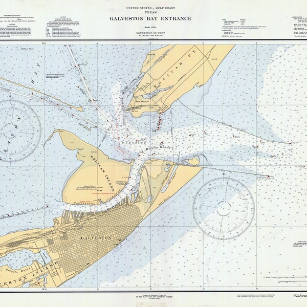 Galveston Bay Map - Etsy