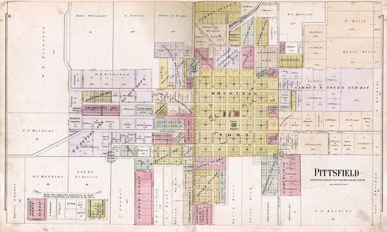 1895 Map of Pittsfield Pike County Illinois - Etsy