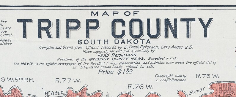 1906 Map of Tripp County South Dakota | Etsy