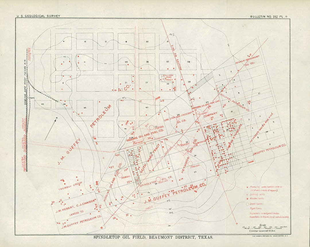 1906 Map of Spindletop Oil Field Beaumont District Texas - Etsy