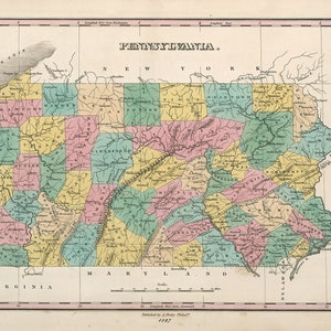 1827 Map of Pennsylvania - Etsy