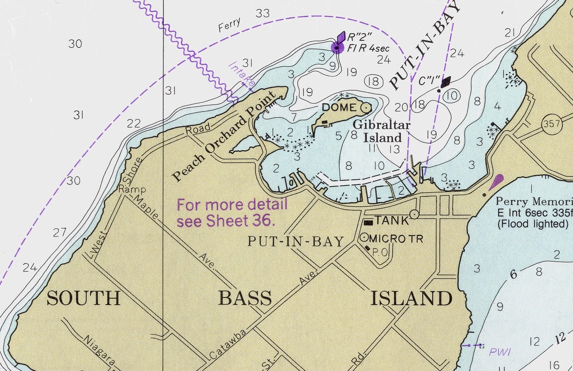 1980 Nautical Map Of South Bass Island Lake Erie Etsy