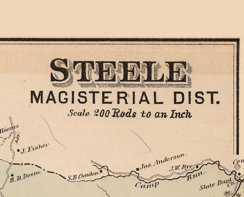 1886 Map of Steele District Wood County West Virginia - Etsy