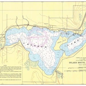 1960 Nautical Map of Crooked Lake Michigan - Etsy