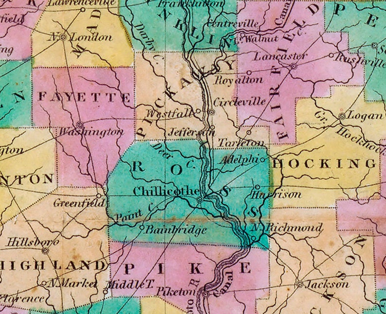 1828 Map of the State of Ohio - Etsy
