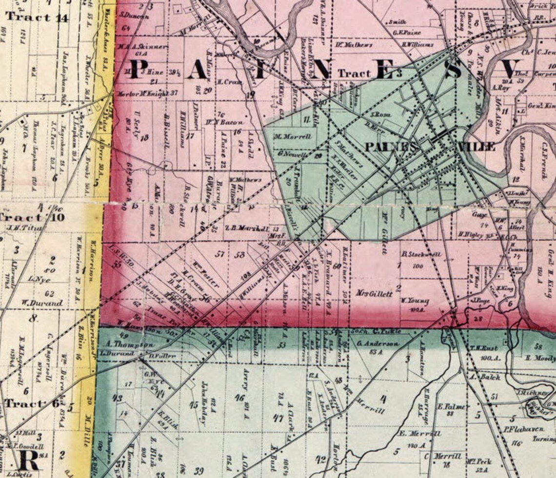 1857 Farm Line Map of Geauga and Lake County Ohio Painesville | Etsy UK