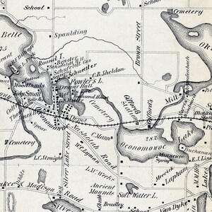 1887 Map of the Lakes Around Oconomowoc Wisconsin - Etsy
