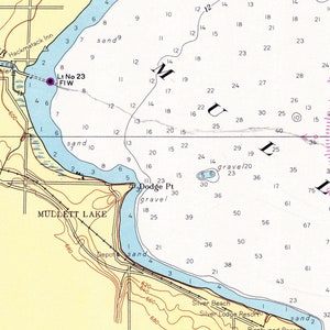 1960 Nautical Map of Mullett Lake Michigan - Etsy Canada