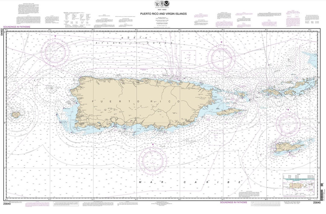 2013 Nautical Map of Puerto Rico and Virgin Islands - Etsy