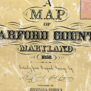 1858 Map of Harford County Maryland With Homeowner Names - Etsy
