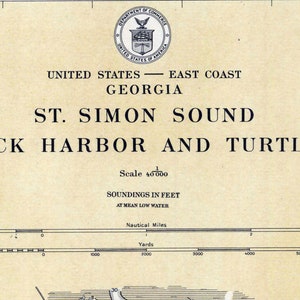 1926 Nautical Chart of St Simon Sound Brunswick Harbor Georgia - Etsy