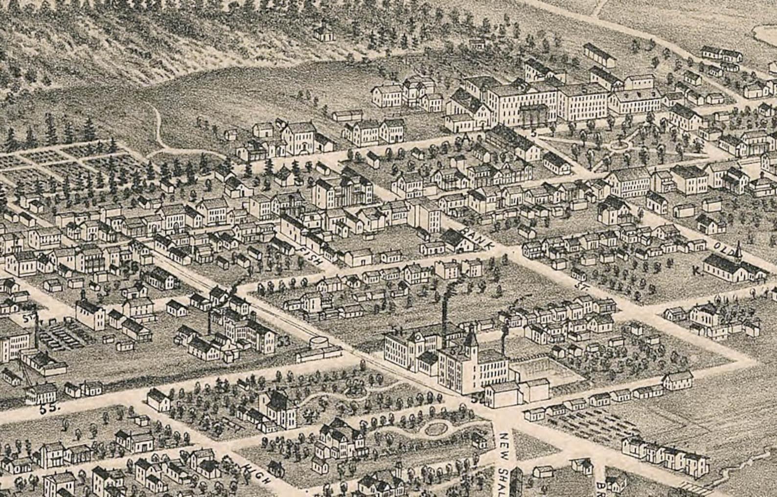 1891 Aerial Panoramic Map of Winston-Salem North Carolina | Etsy