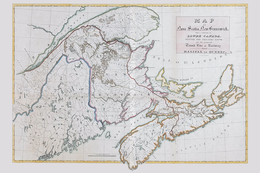 1845 Map of Nova Scotia New Brunswick and Lower Canada - Etsy
