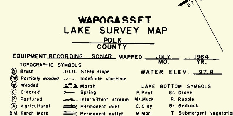 1964 Map of Wapogasset Lake Polk County Wisconsin - Etsy Australia