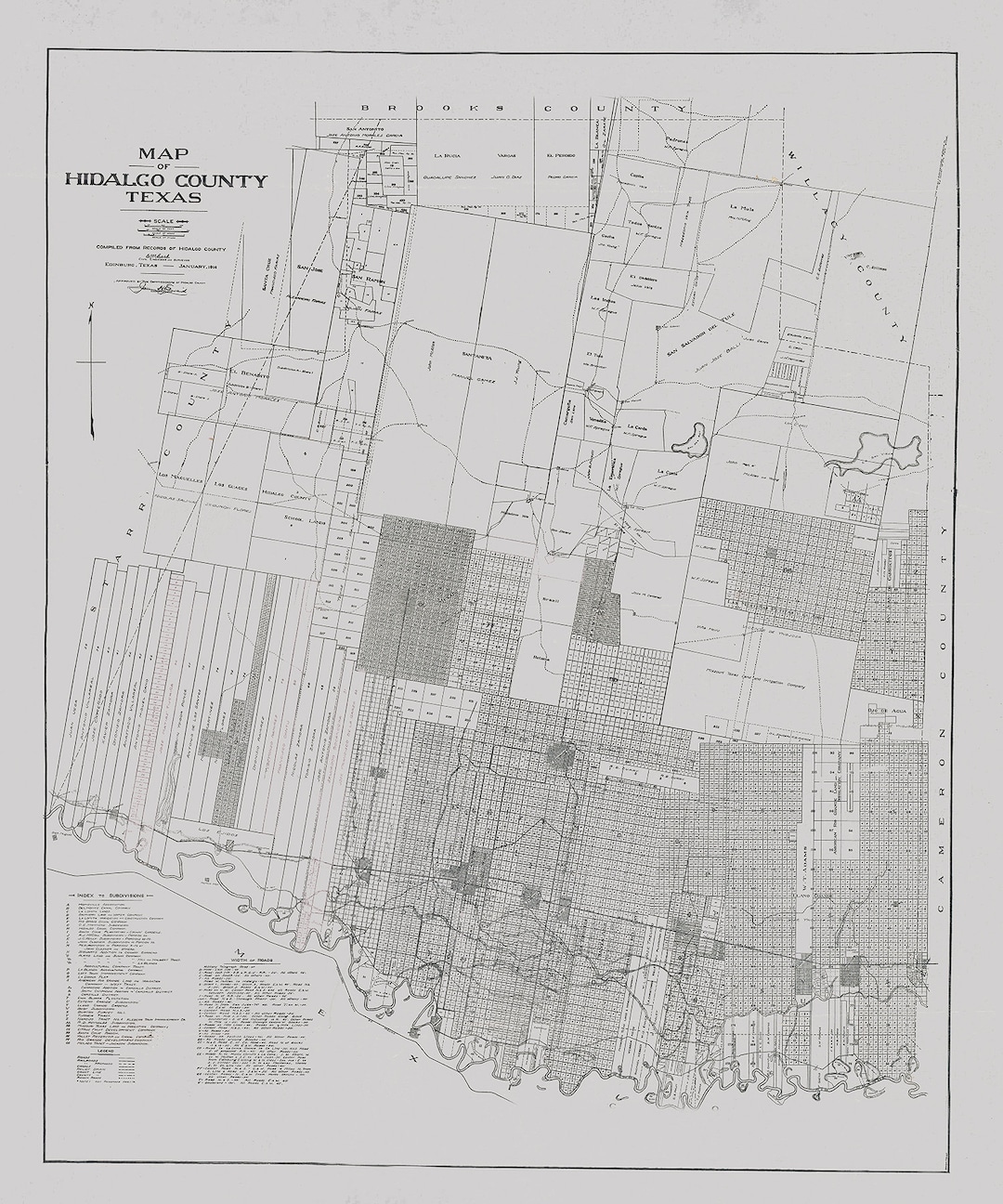 1914 Map of Hidalgo County Texas - Etsy