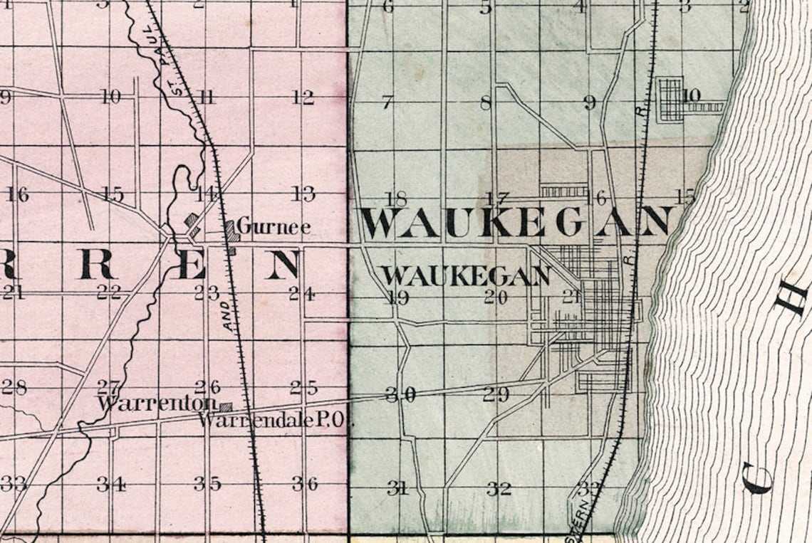 1885 Map of Lake County Illinois | Etsy