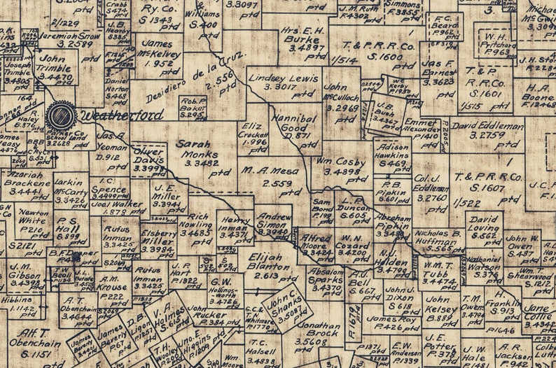 1919 Map of Parker County Texas - Etsy