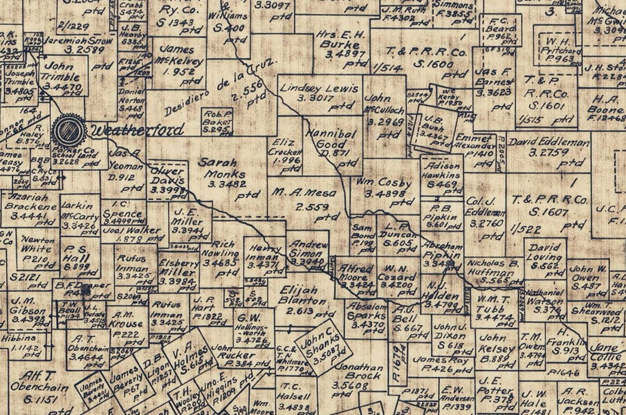 1919 Map of Parker County Texas - Etsy UK