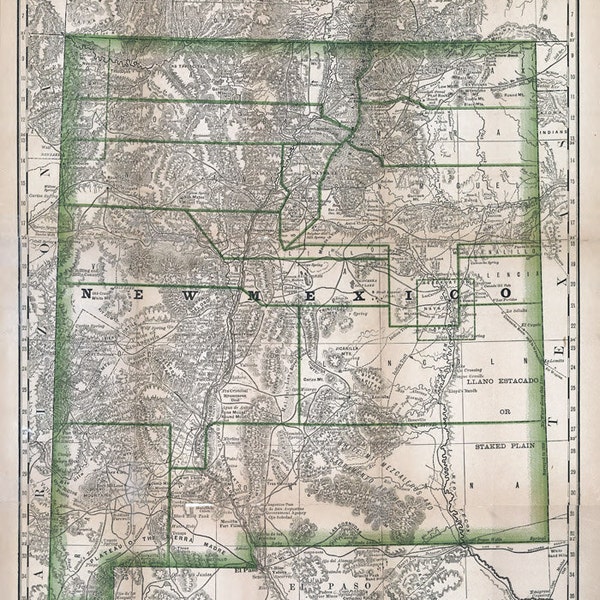 1879 Map of New Mexico Showing Stage Lines and Counties - Etsy