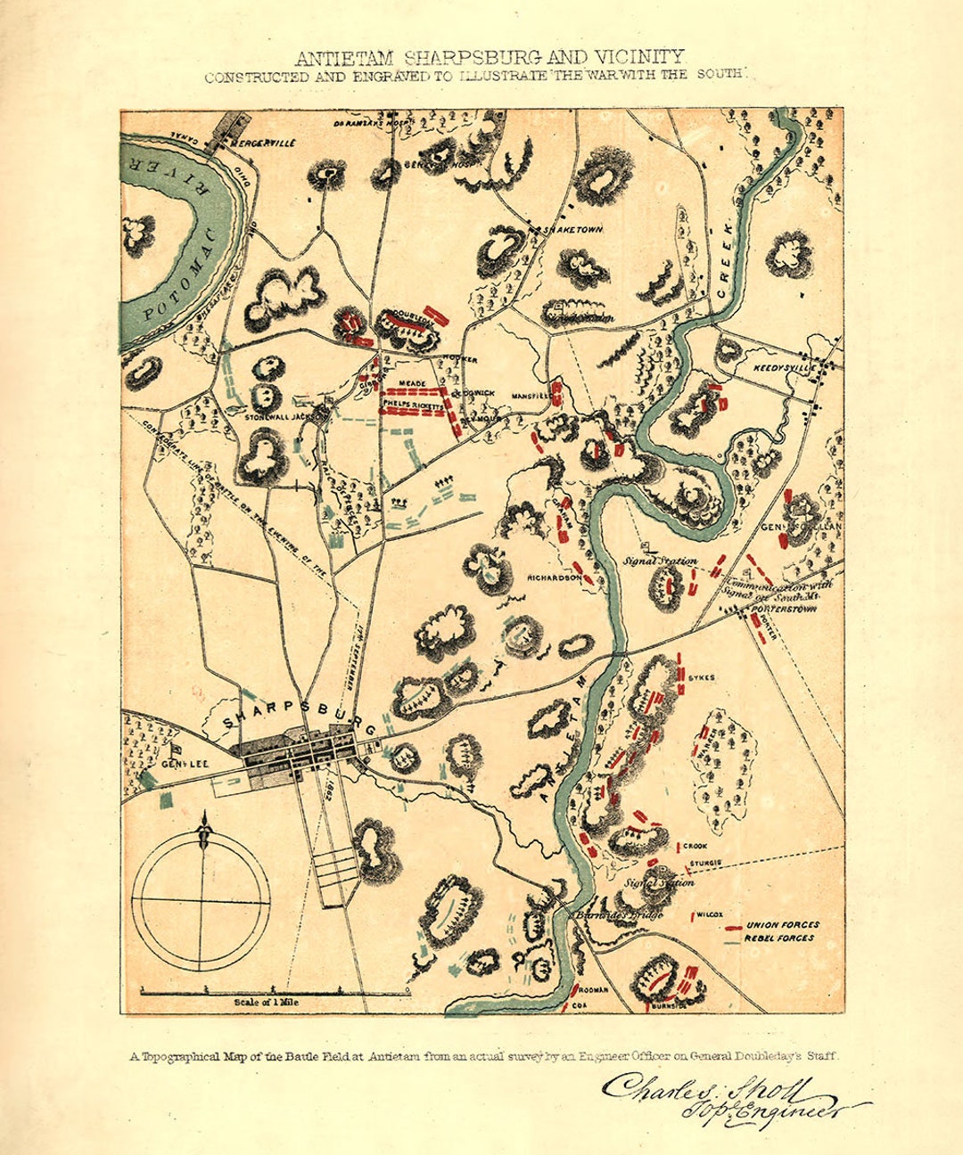 1864 Map of Antietam Maryland Battlefield - Etsy