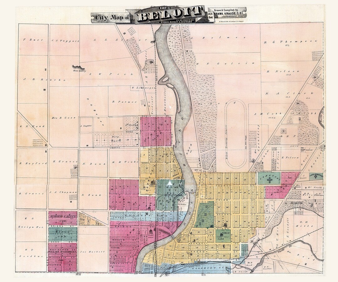 1873 City Map of Beloit Wisconsin - Etsy