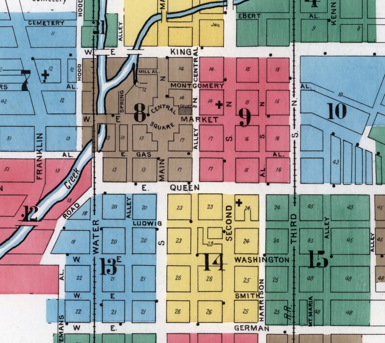 1904 Town Map of Chambersburg Franklin County Pennsylvania - Etsy