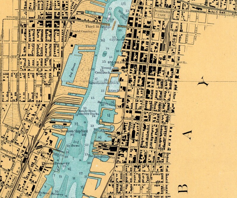 1908 Nautical Chart Saginaw River Bay City Michigan - Etsy