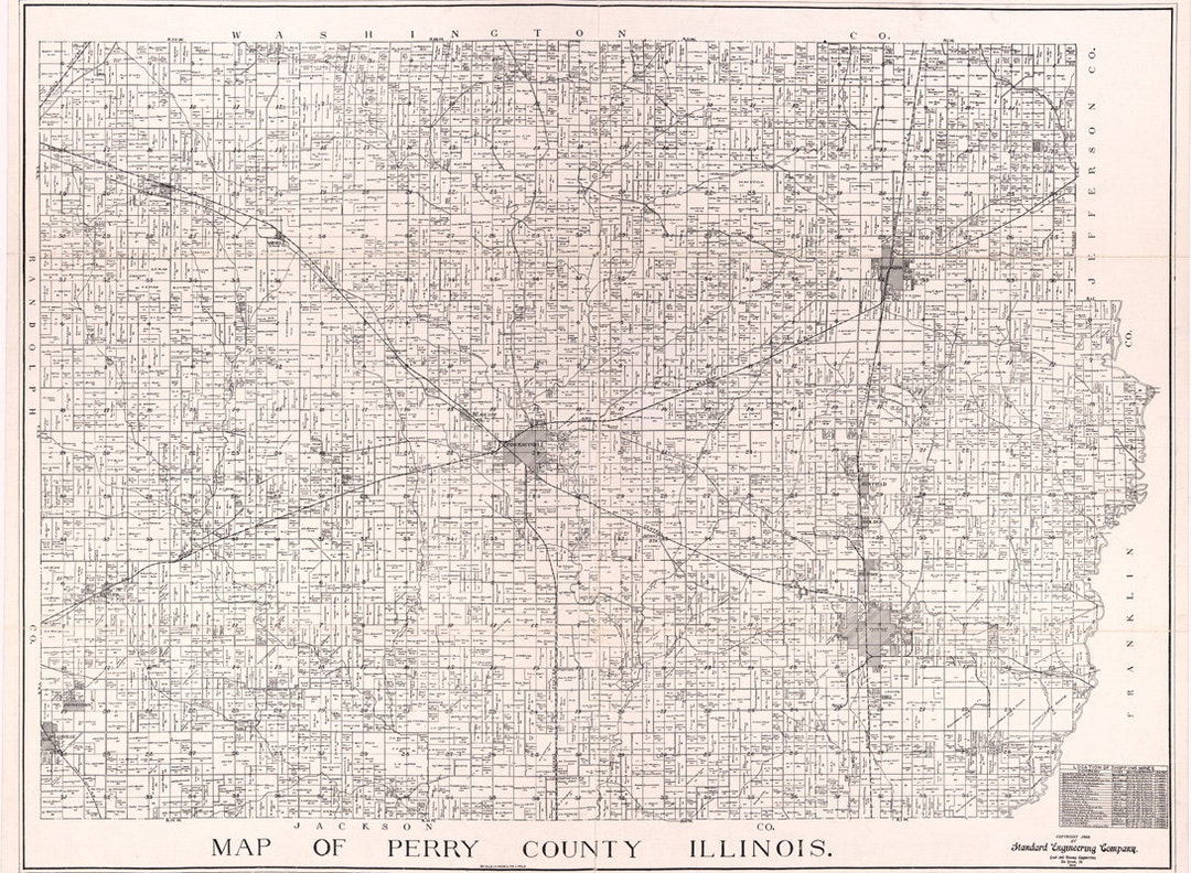 1908 Farm Line Map of Perry County Illinois - Etsy