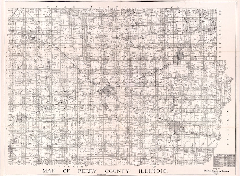1908 Farm Line Map of Perry County Illinois - Etsy