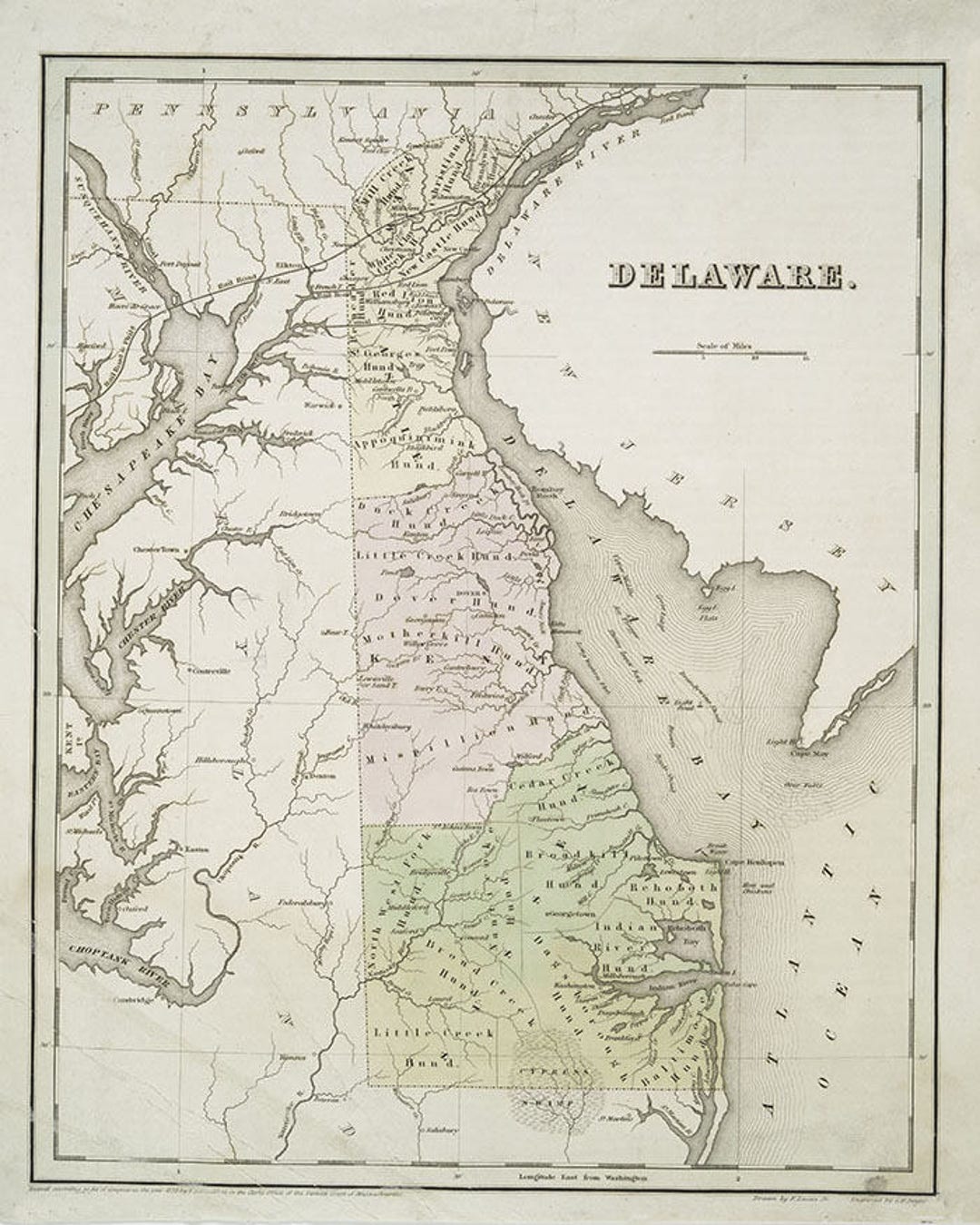 1838 Map of Delaware - Etsy