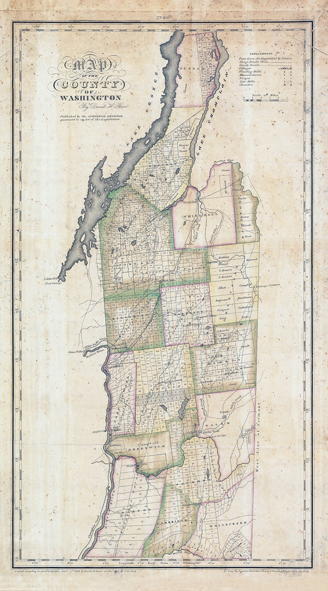 1829 Map of Washington County New York - Etsy