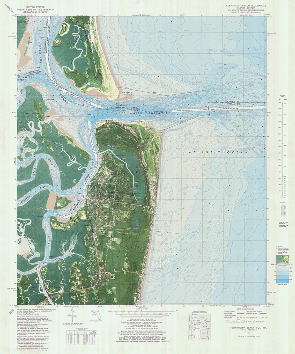 1981 Nautical Map of Fernandina Beach Florida - Etsy