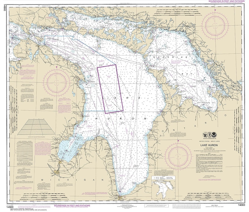 2016 Nautical Map of Lake Huron and Georgian Bay - Etsy