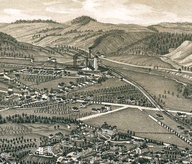 1885 Panoramic Map of Clinton New York - Etsy
