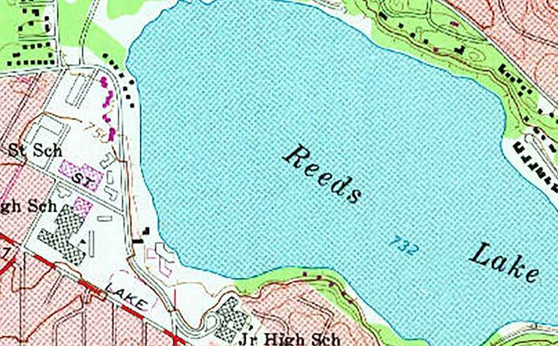 1982 Map of Reeds Lake Grand Rapids Michigan - Etsy