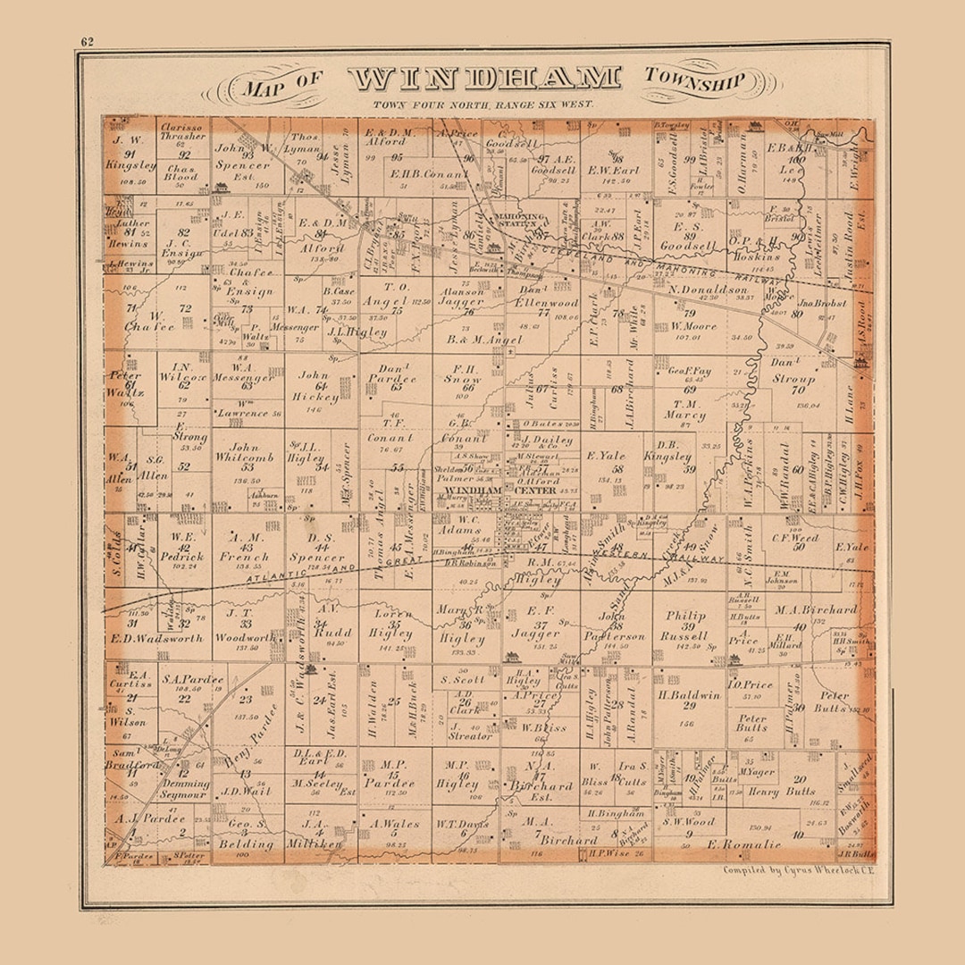 1874 Map of Windham Township Portage County Ohio - Etsy