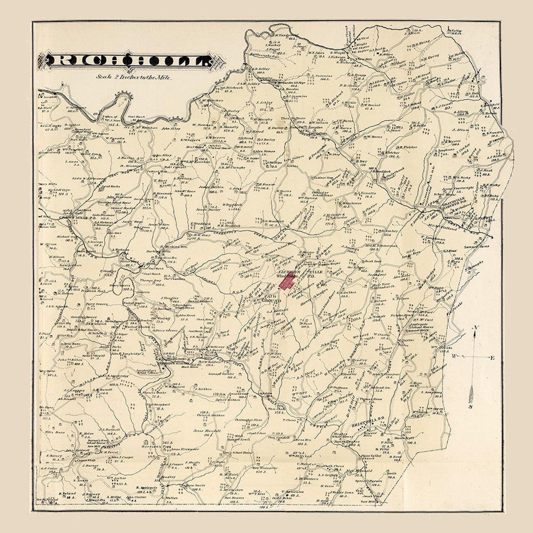 1876 Map of Richhill Township Greene County Pennsylvania - Etsy