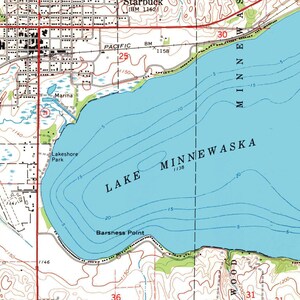 1968 Map of Lake Minnewaska Pope County Minnesota Glenwood - Etsy