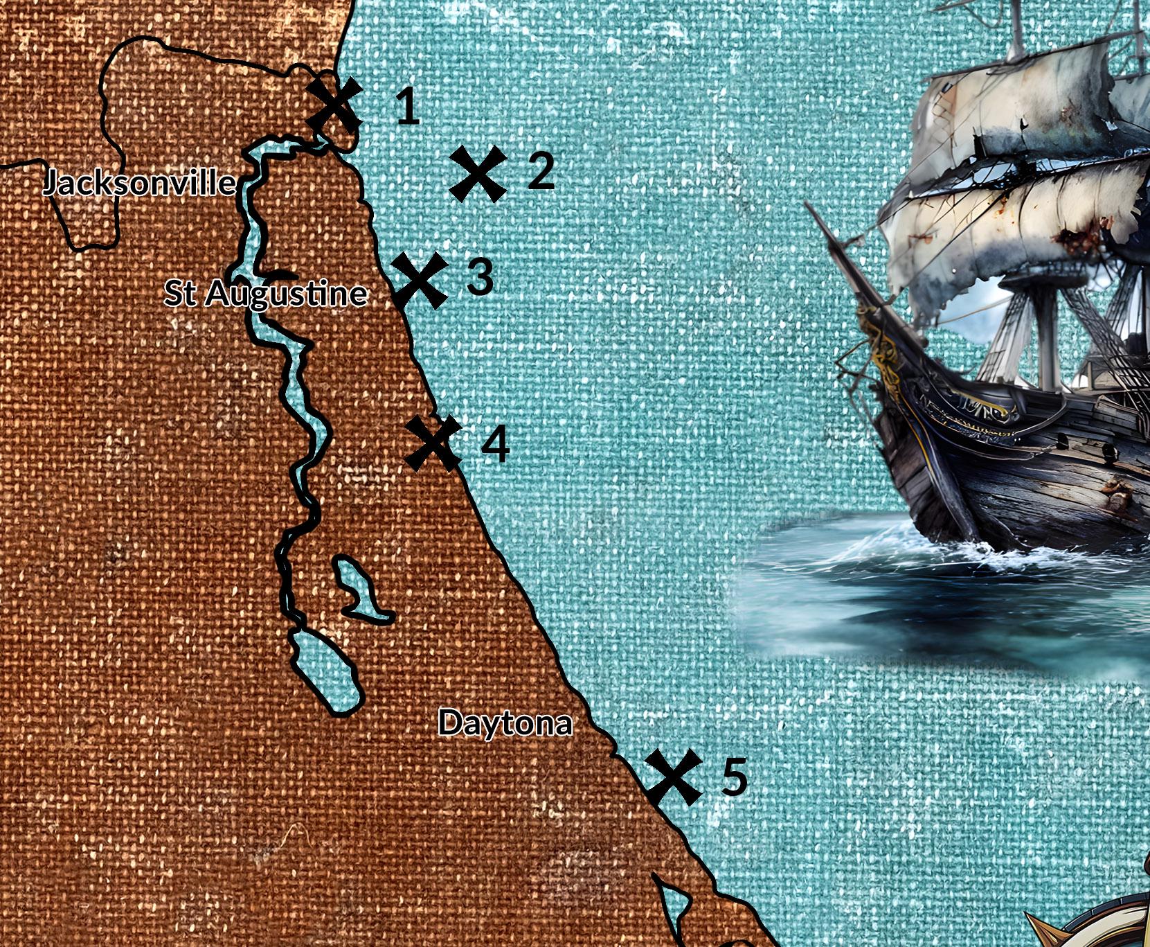 Pirate Treasure Map of Florida - Etsy