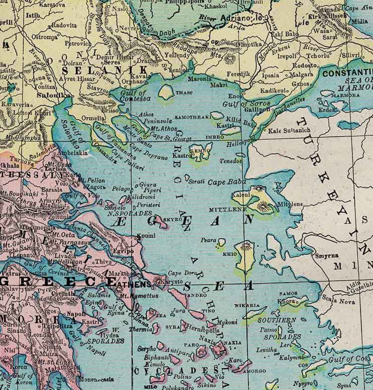 1900 Map of Turkey Greece Bulgaria Roumania Servia and Montenegro - Etsy