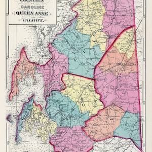 1873 Map of Caroline Queen Anne Talbot County Maryland - Etsy