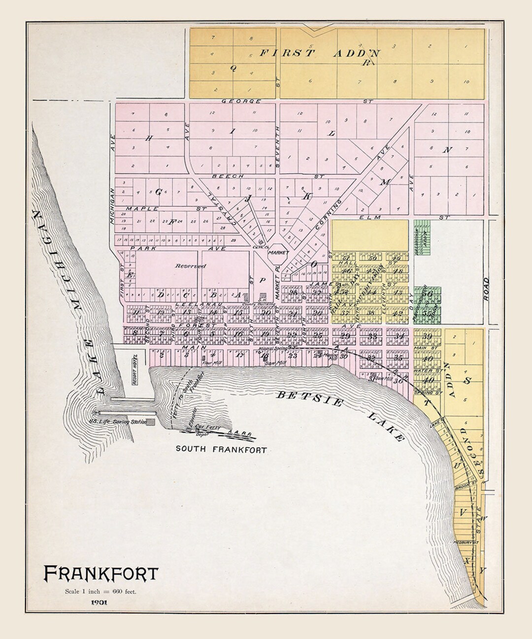 1901 Map of Frankfort Benzie County Michigan - Etsy