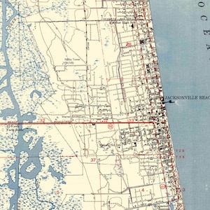 1949 Topo Map of Jacksonville Beach Florida - Etsy