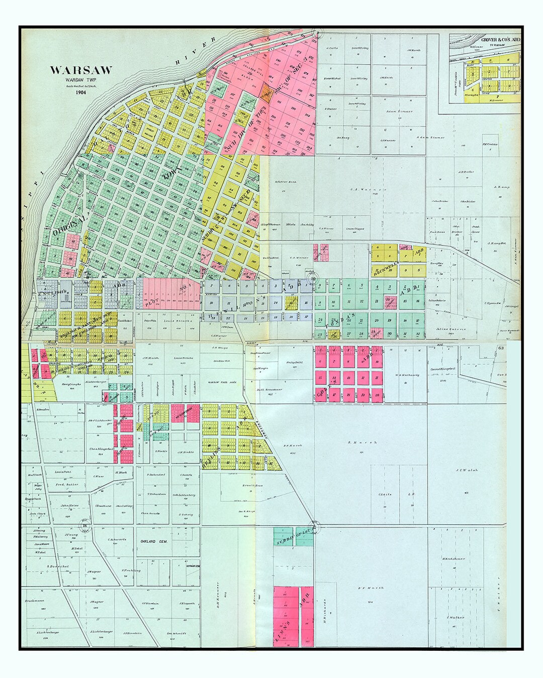 1904 Map of Warsaw Hancock County Illinois - Etsy