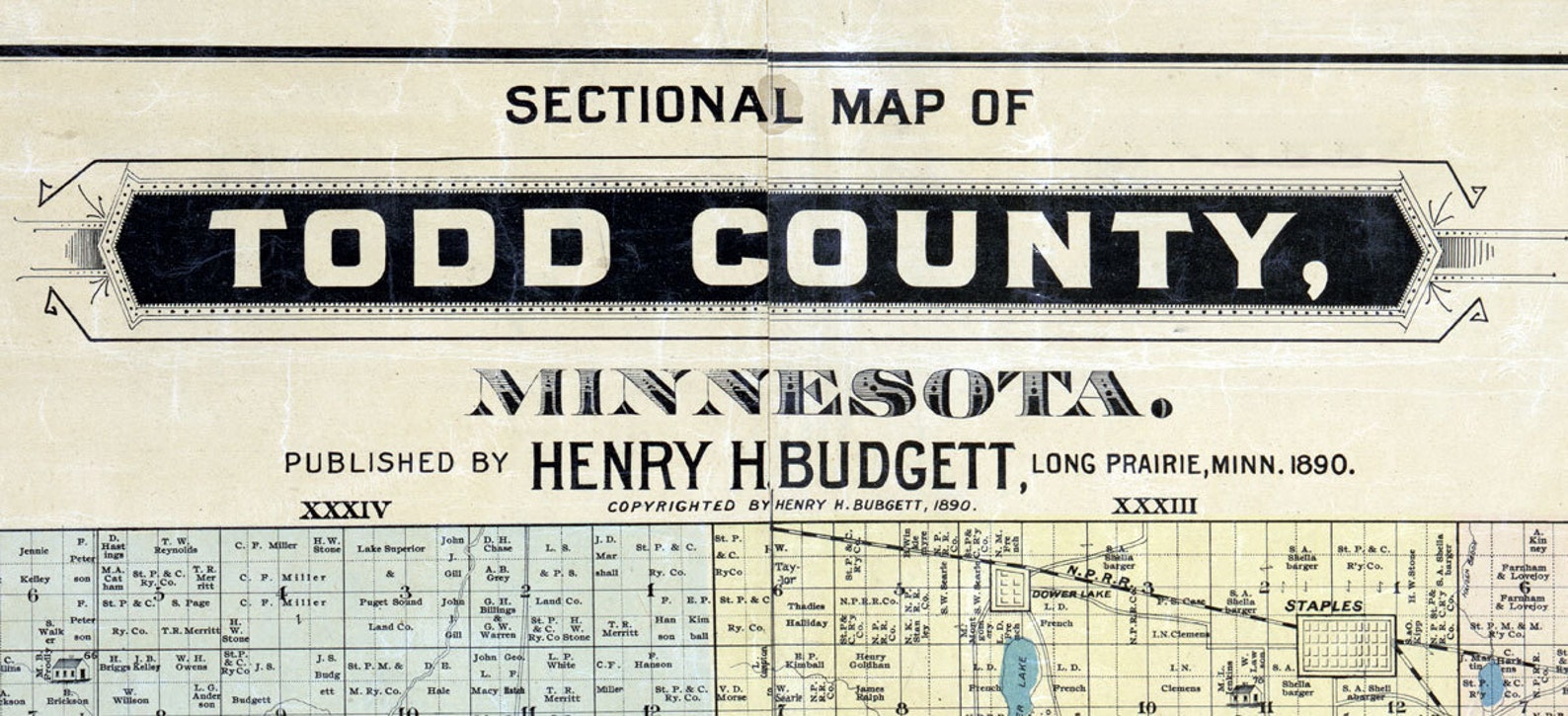 1890 Farm Line Map of Todd County Minnesota Long Prairie | Etsy