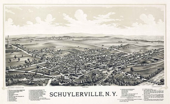 1889 Panoramic Map of Schuylerville New York | Etsy