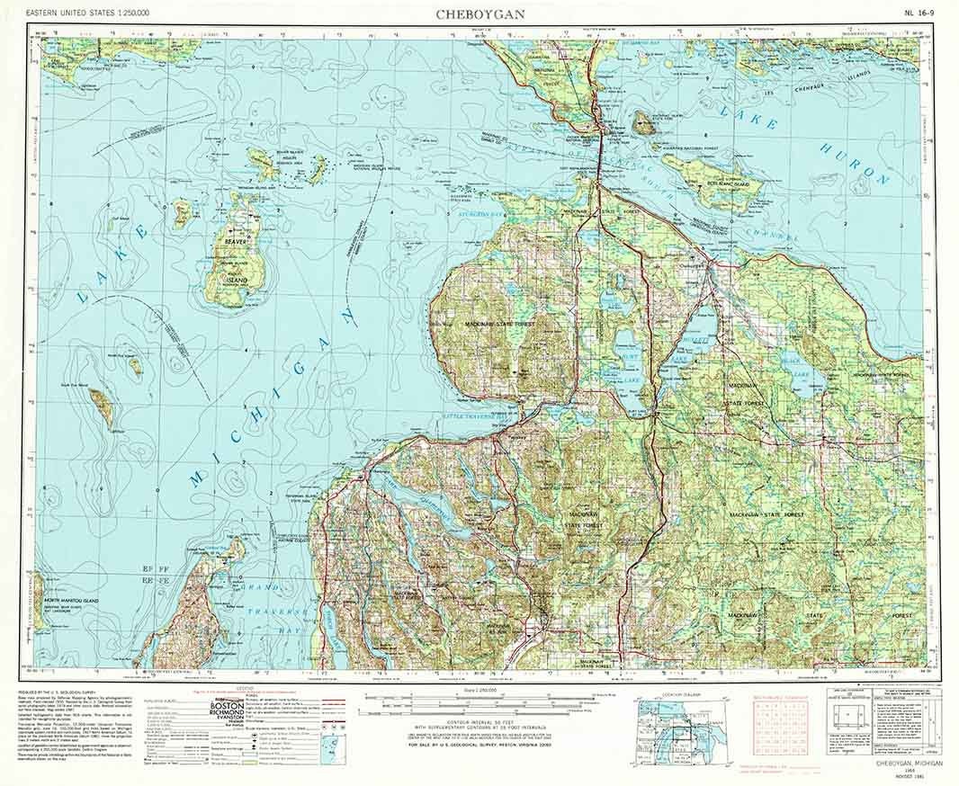 1955 Topo Map of Cheboygan Michigan Quadrangle - Etsy