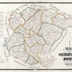 1894 Map of Oglethorpe County Georgia Lexington Landowner Reprint - Etsy
